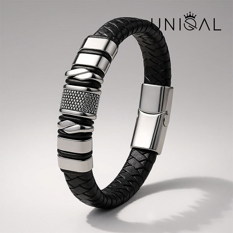 Armband Herren Silber Leder
