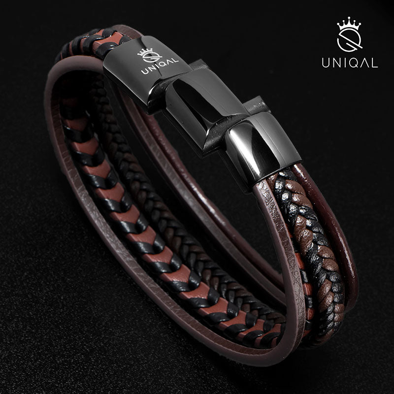 Herren Armband Leder Geflochten