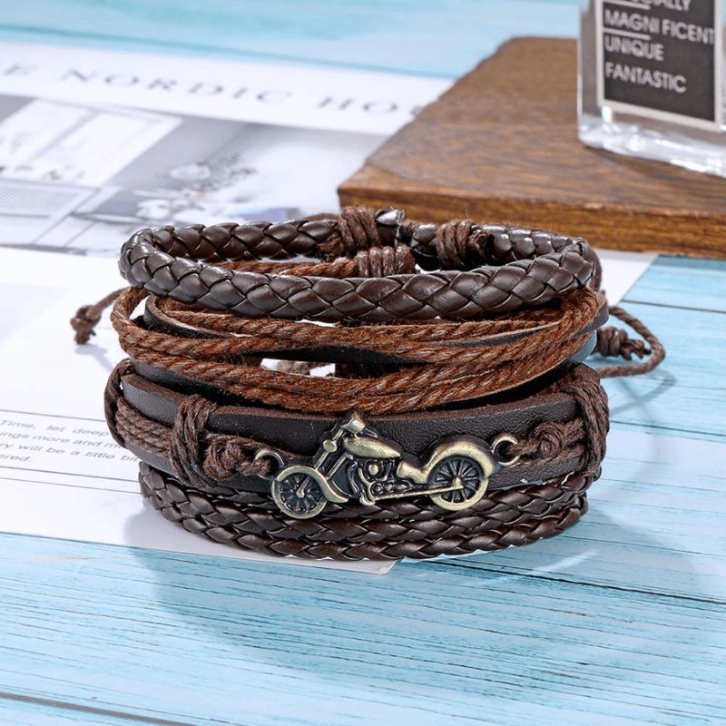 Motorrad Lederarmband in Braun für Biker auf UNIQAL.de | Auf Lager ...